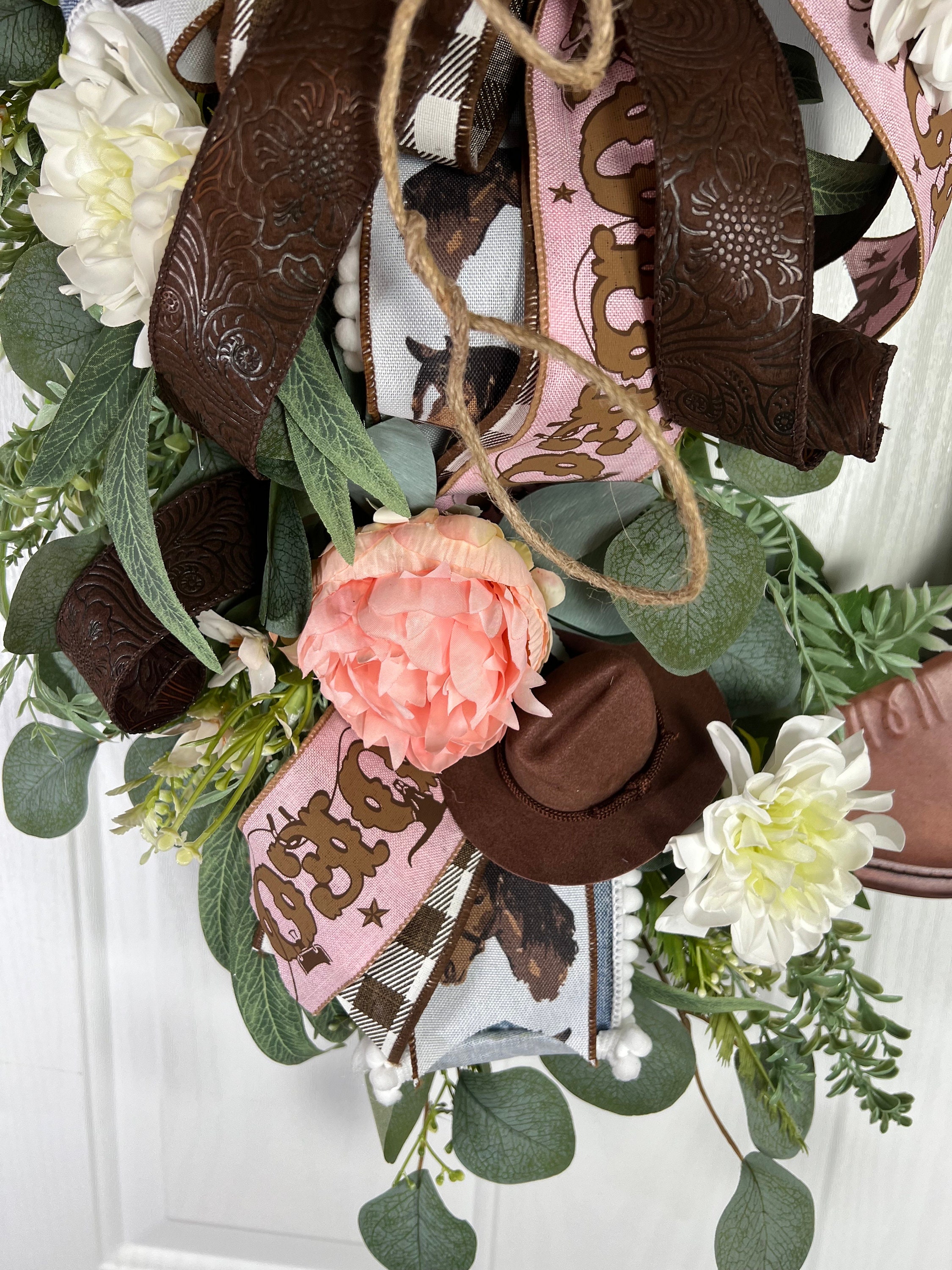 Cowboy Wreath, Western Decor, Rodeo Decor, Front Door Wreath, Gift for ...