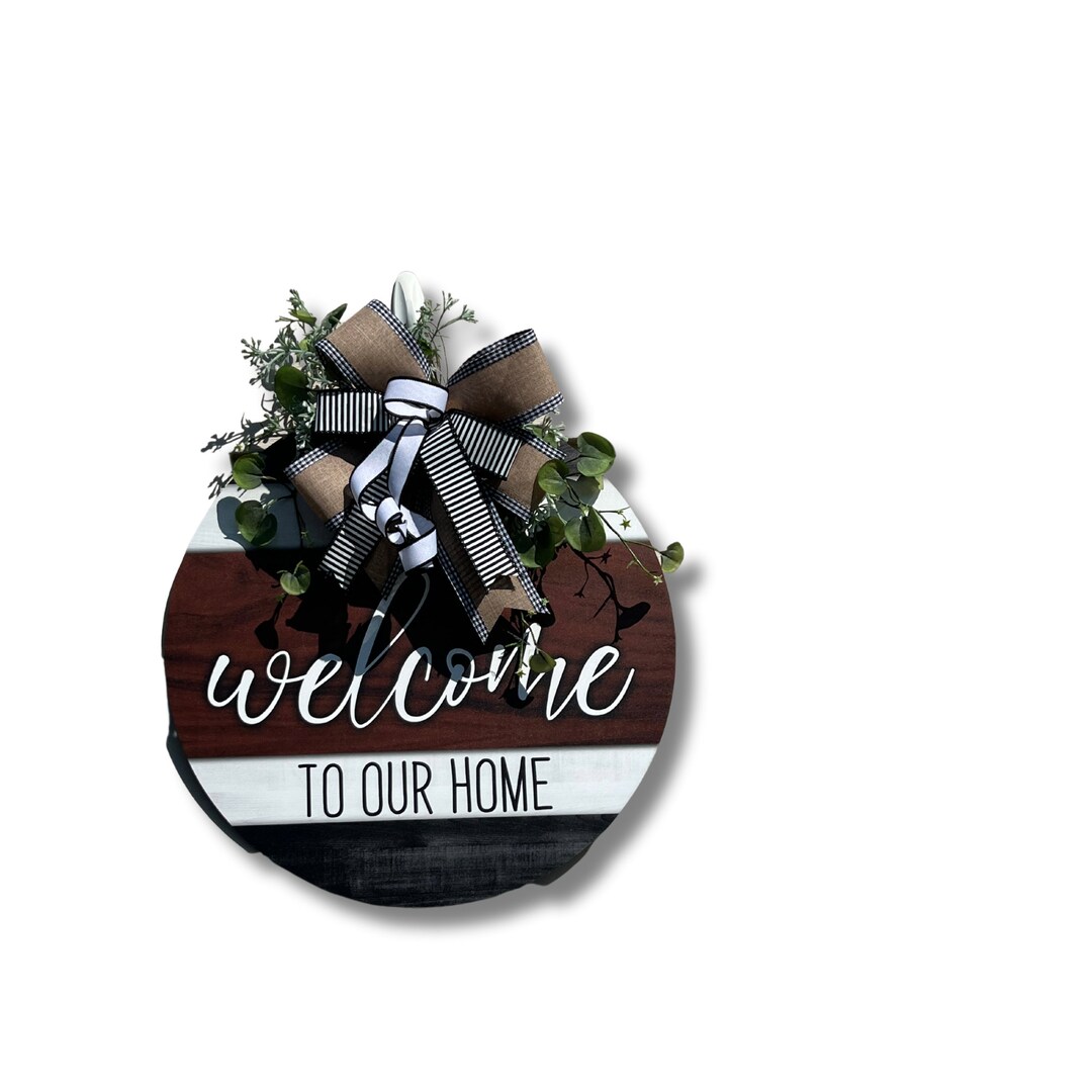 Welcome Sign Neutral Door Hanger Front Door Sign Neutral - Etsy