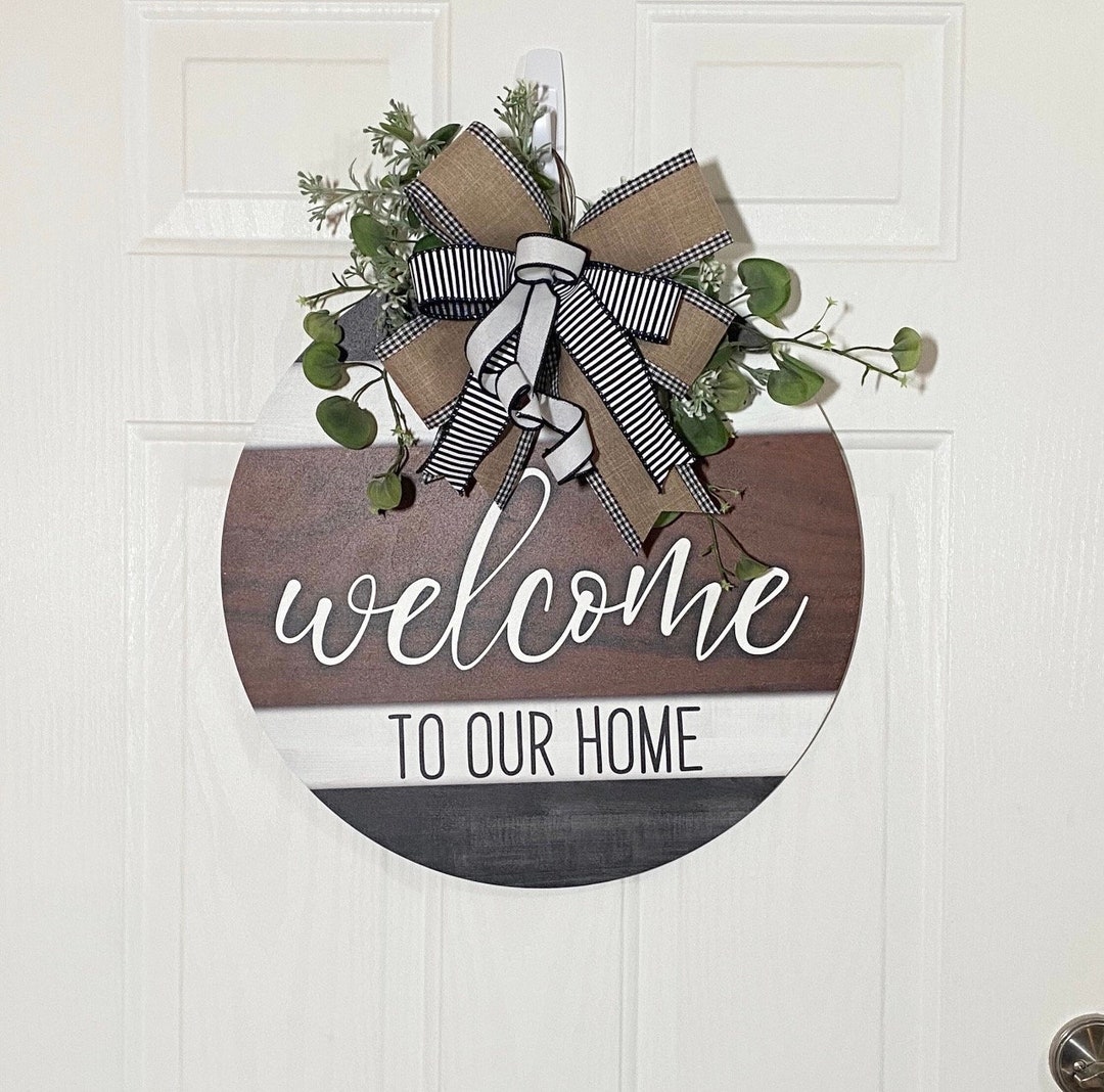 Welcome Sign Neutral Door Hanger Front Door Sign Neutral Wall Decor ...