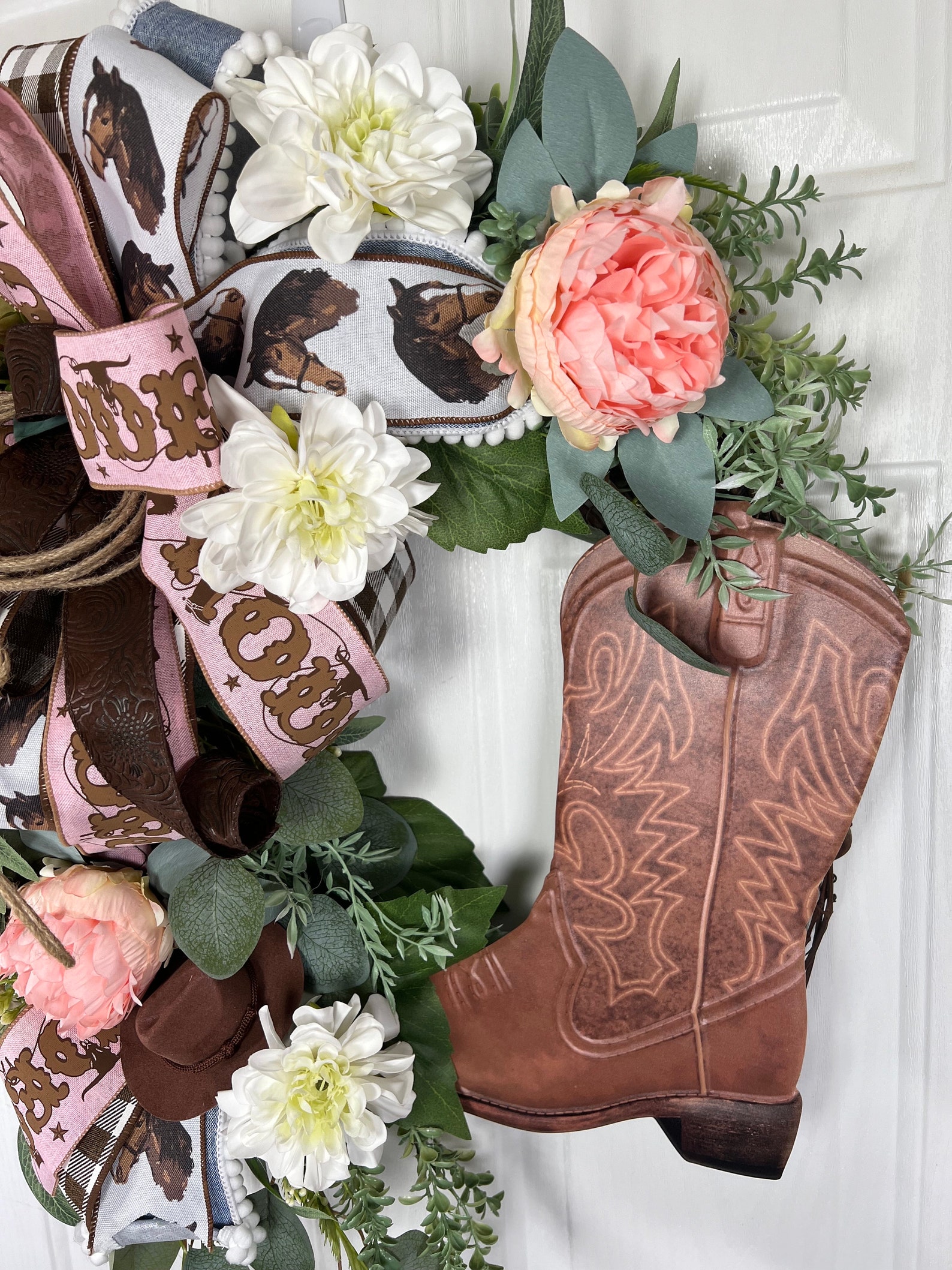 Cowboy Wreath, Western Decor, Rodeo Decor, Front Door Wreath, Gift for ...