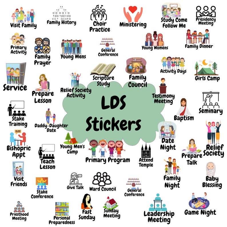 LDS Digital Sticker Pack, Pre-cropped for Goodnotes, Digital Planner ...