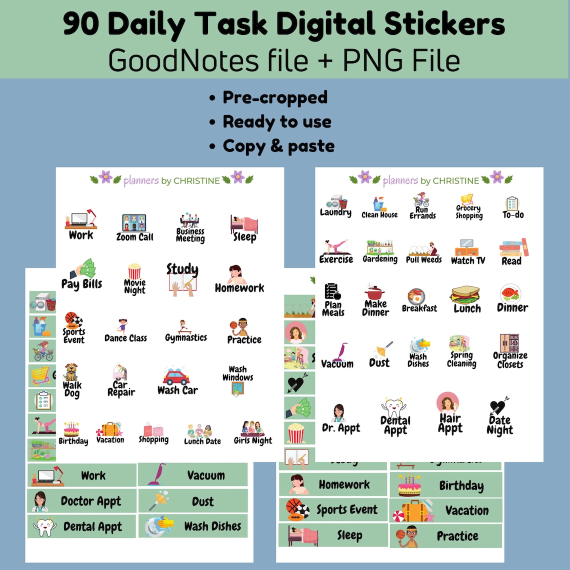 Daily Tasks Digital Stickers Pre-cropped for Goodnotes 5 - Etsy