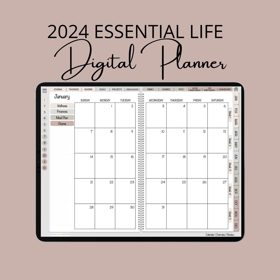 2024 Essential Life Digital Planner-soft NEUTRAL, Daily Journal, Daily ...