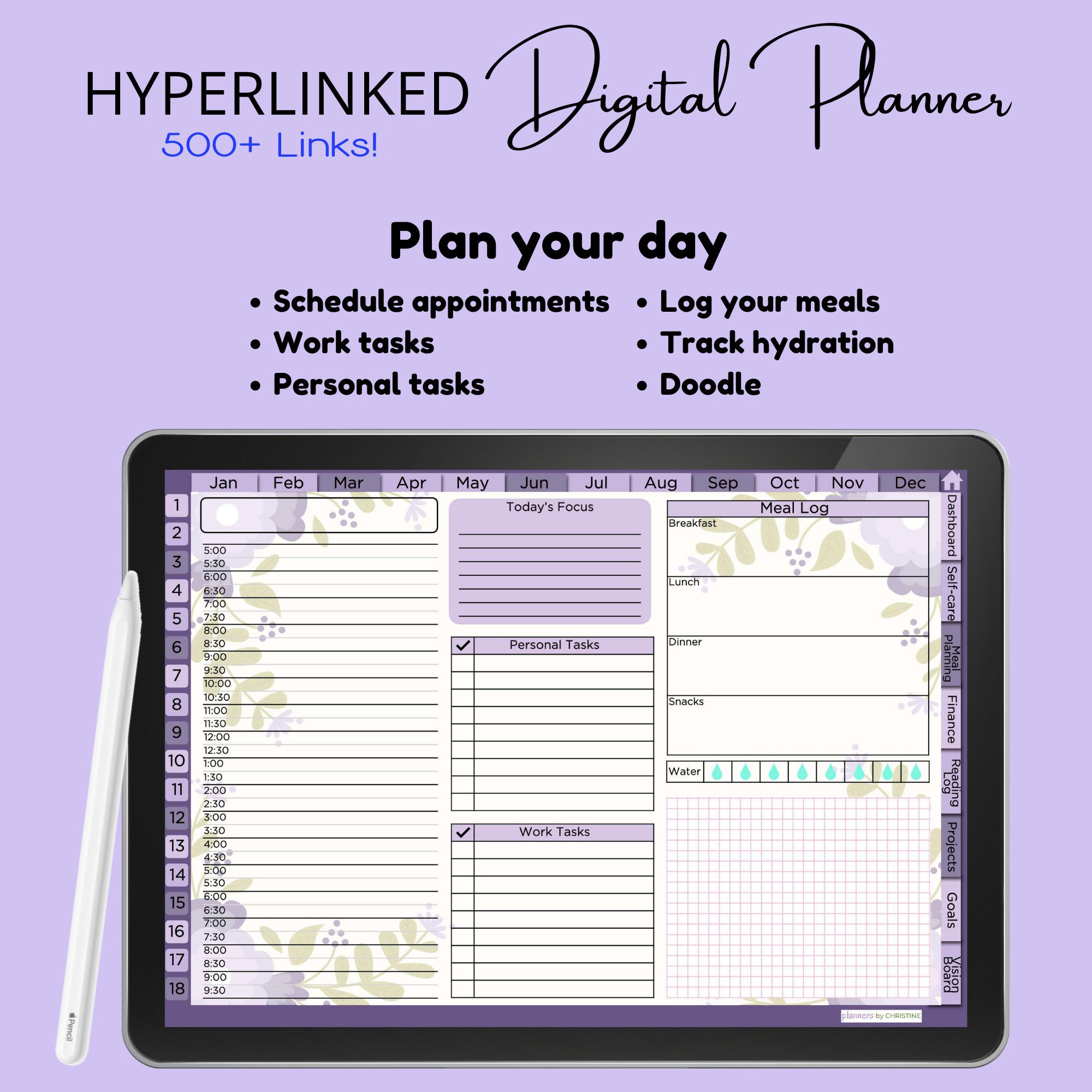 Undated Essential Life Digital Planner-lavender-sunday Start, Lag-free ...