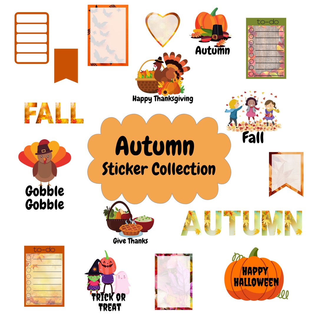 Autumn Digital Sticker Collection, Halloween Digital Stickers, Pre ...