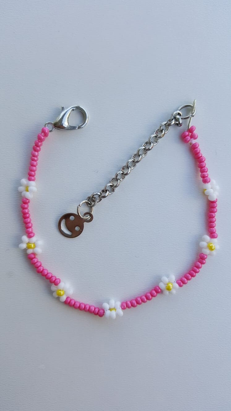 Daisy Flower Seed Bead Bracelet Shinny Colorful Dainty Jewelry Anklet