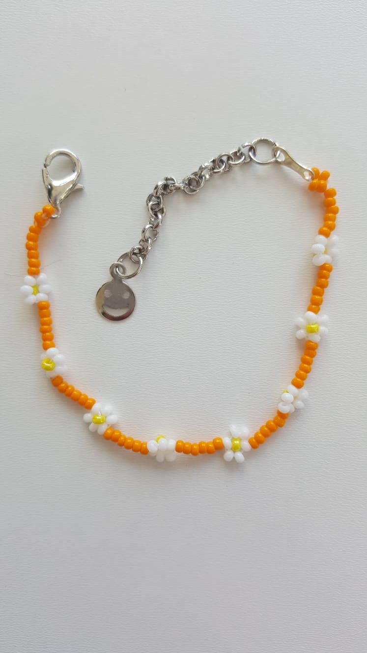 Daisy Flower Seed Bead Bracelet Shinny Colorful Dainty Jewelry Anklet