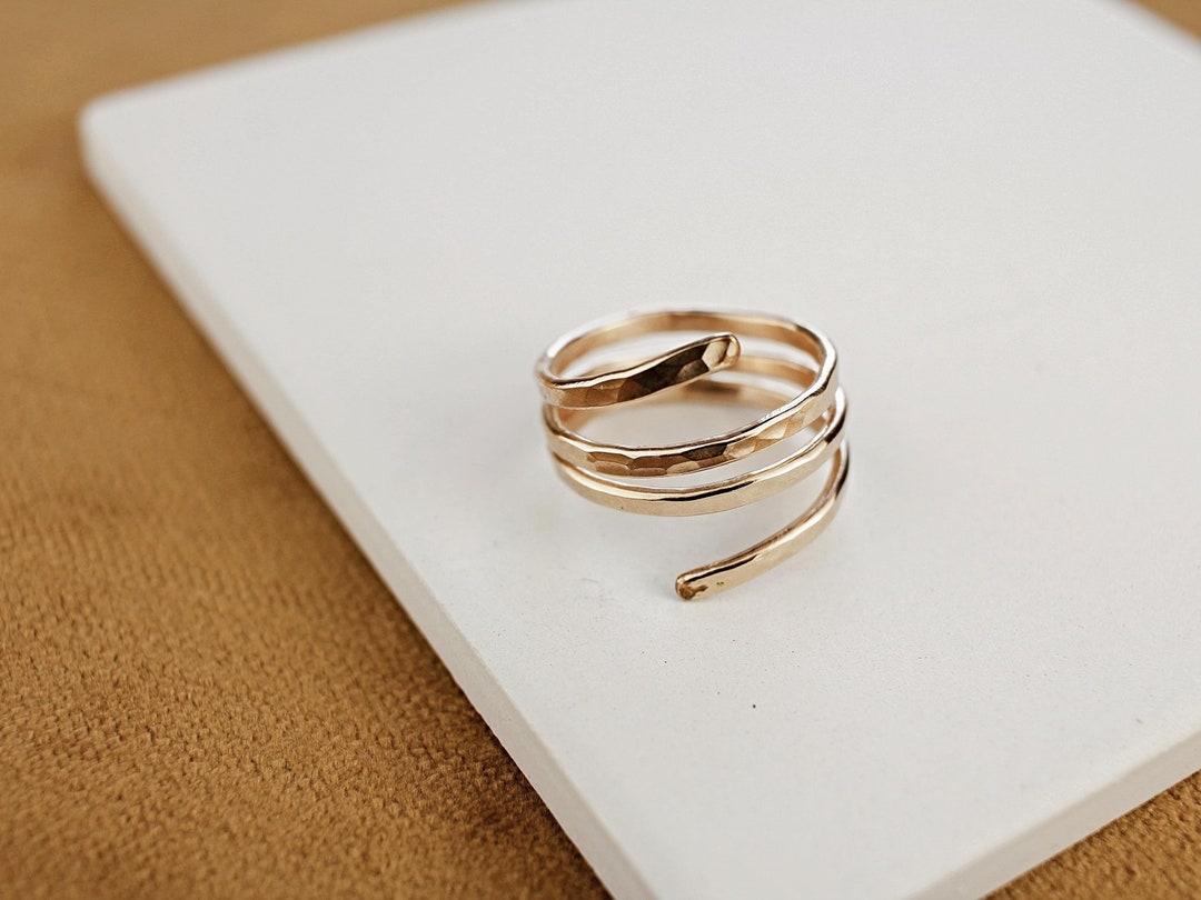 Hammered 12k Gold Fill Triple Wrap Ring - Modern Statement Jewelry - Etsy