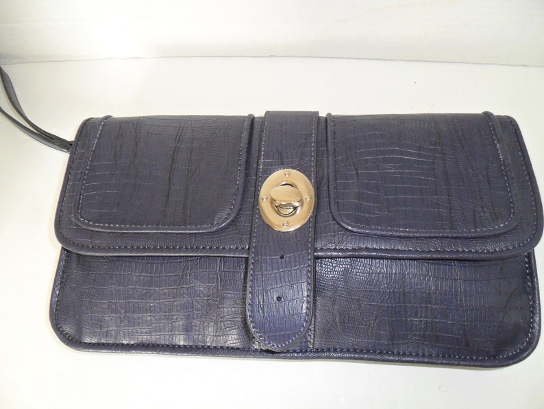 Vintage Navy Blue Cosmopolitan Clutch Bag Faux Leather - Etsy