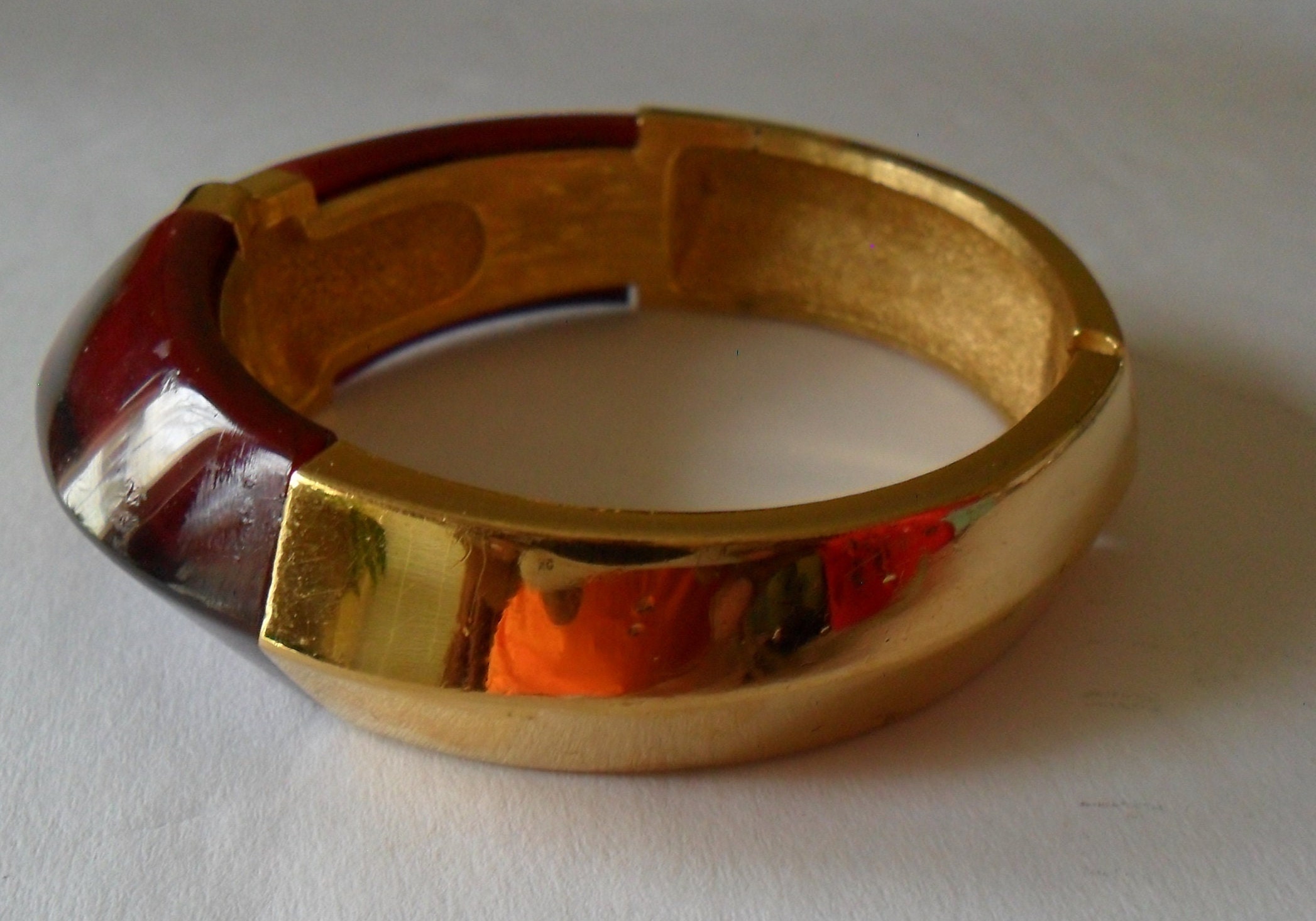TRIFARI Gold Tone and Lucite Hinge Cuff BRACELET - Etsy