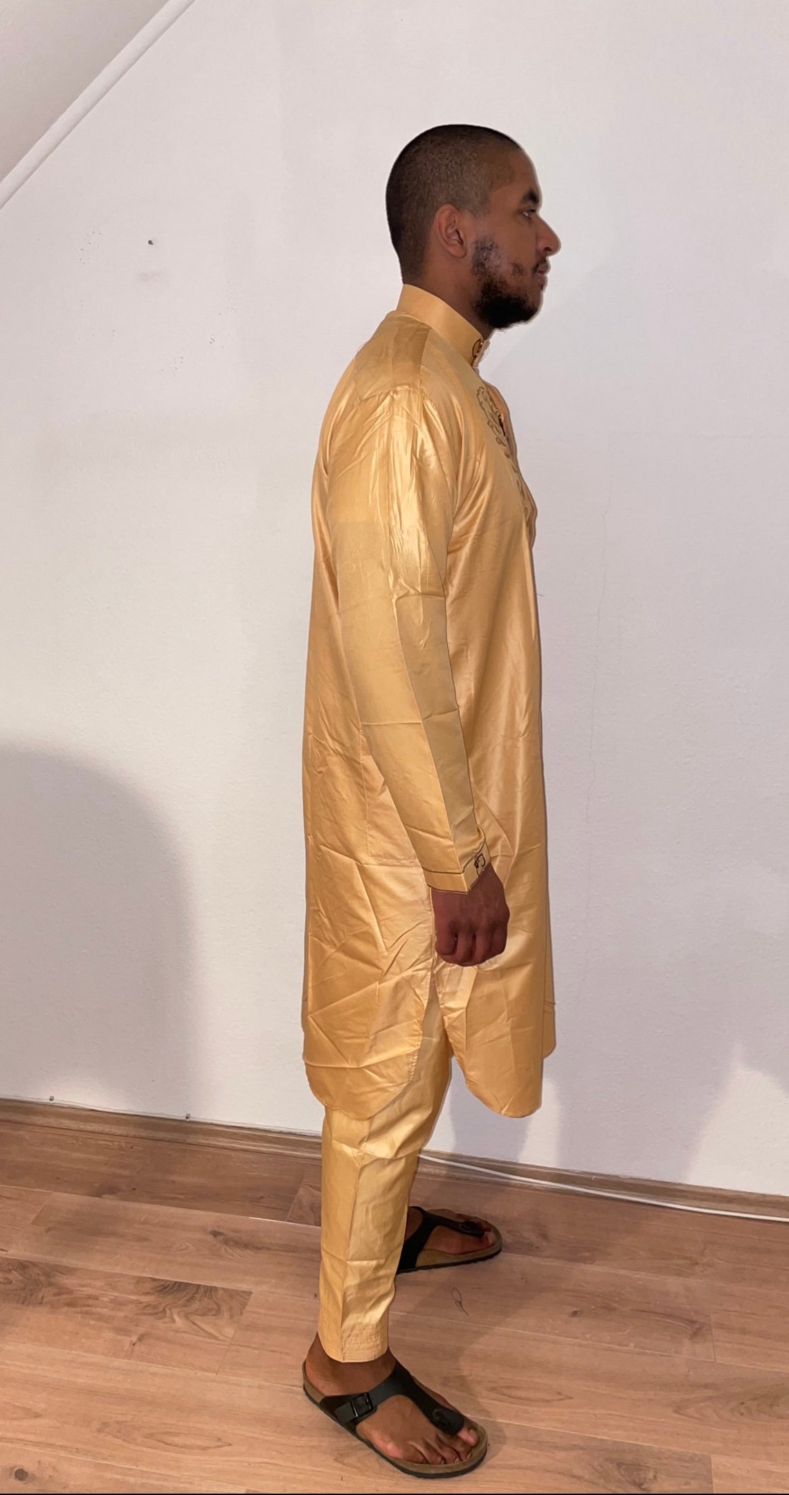 CREME African Thobe with Pants Robe Muslim Islamic Clothing | Etsy