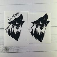 Howling Wolf Compass Vinyl Decal Sticker, Wolf Compass Rose, Werewolf ...