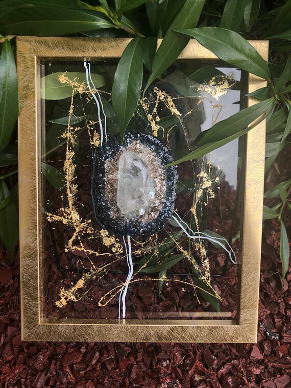 Floating navy & Gold Geode - Etsy