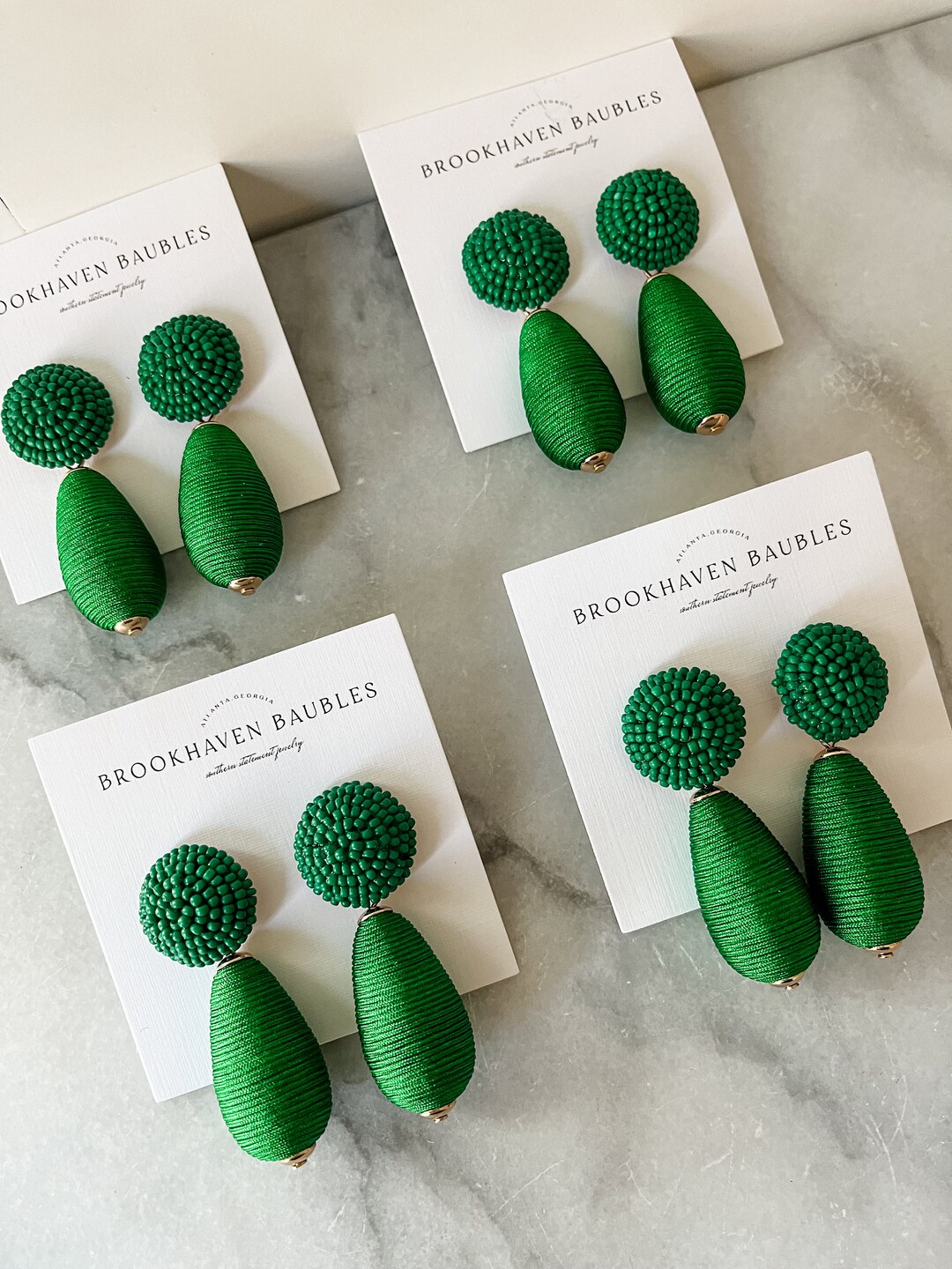 Kelly Green Thread Wrap Beaded Drop Statement Earrings - Brookhaven ...
