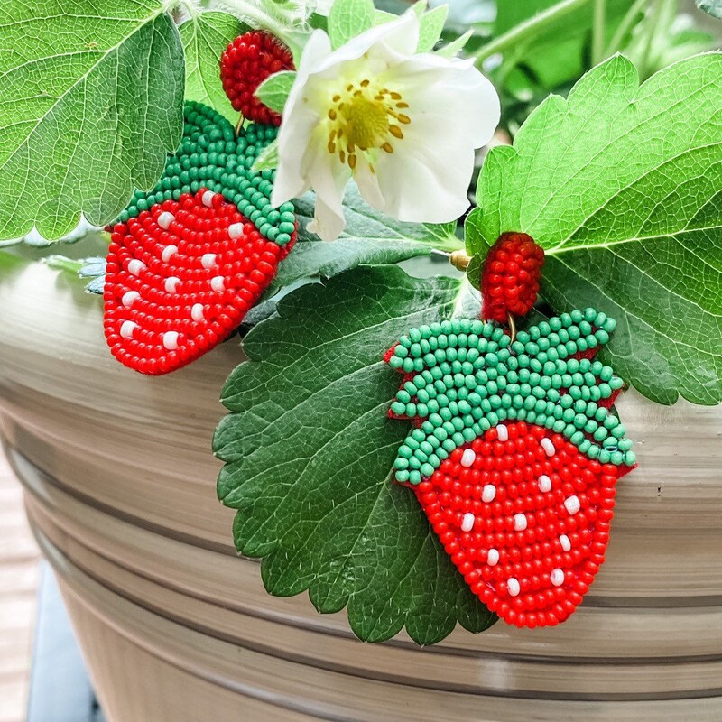Strawberry Beads - Etsy