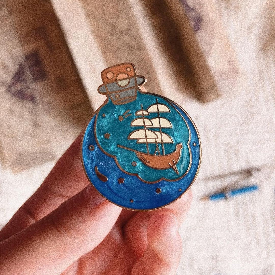 Ship in a Bottle Pin Fantasy Pin Enamel Pin - Etsy