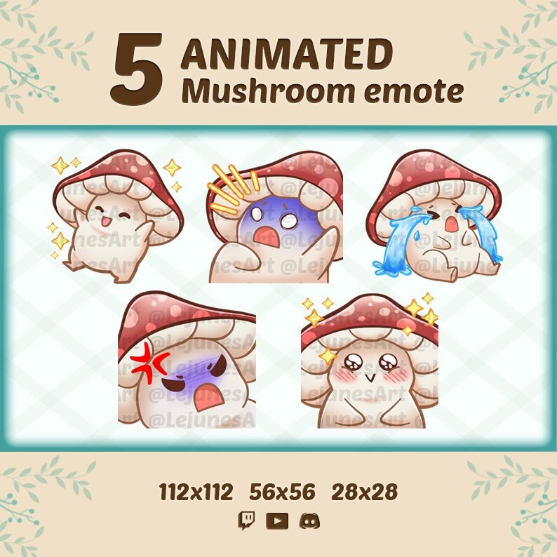 Animated Mushroom Emote | Pack Animated Amote | Youtube Emote | Discord ...