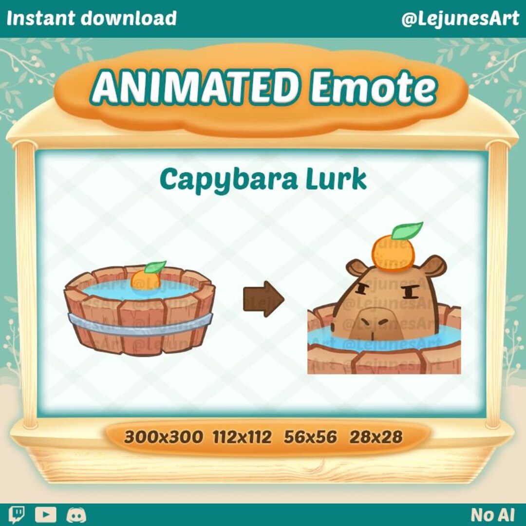 Lurk Capybara Animated Emote: Twitch, Youtube, Discord (digital ...