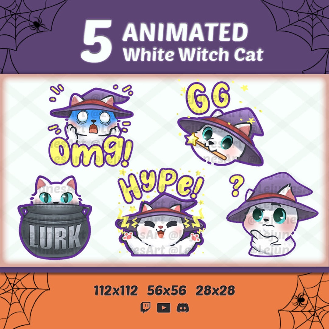 Animated Witch Cat Emotes: Twitch/discord/youtube (digital Download) - Etsy