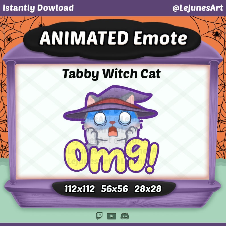 Animated Witch Cat Emote: Halloween Twitch/discord/youtube Emote ...