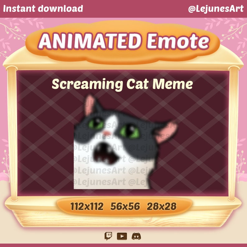 Animated Screaming Cat Meme Emote: Twitch, Discord, Youtube (GIF ...