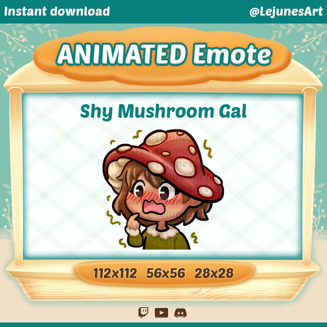 Animated Shy Mushroom Girl Emote: Twitch, Youtube, Discord (digital ...