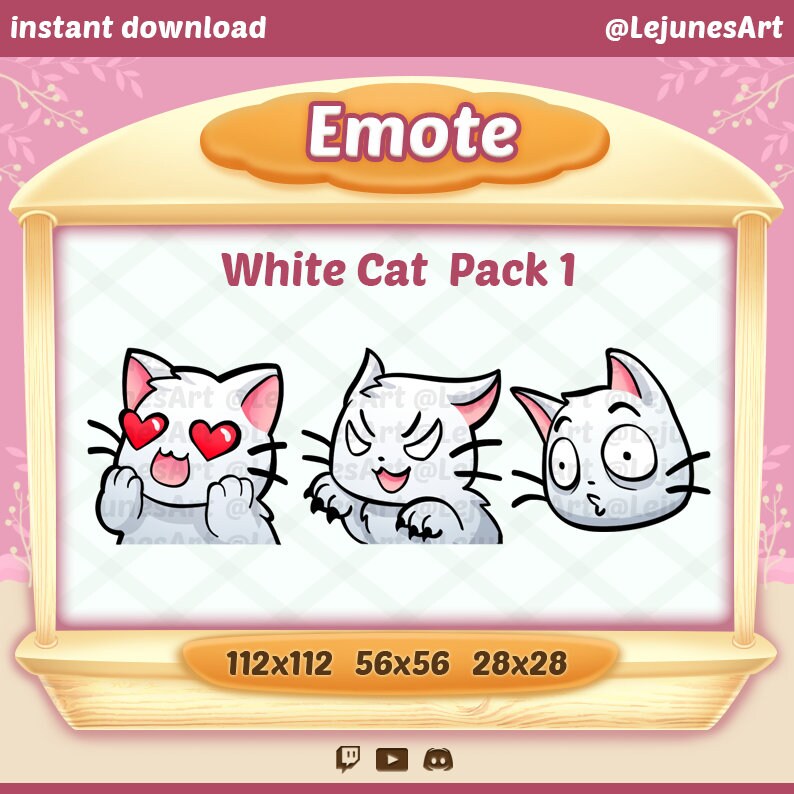 Twitch Emote Cat / White Cat Emote / Emoji / Emoticon / Cute - Etsy
