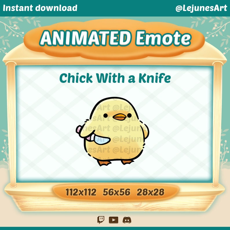 Emote animé poussin avec un couteau | emotes Twitch | GIF animé pour ...