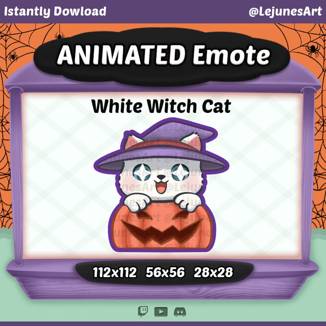 White Cat Animated Emote | Animated Witch Cat Emote | Halloween Twitch ...