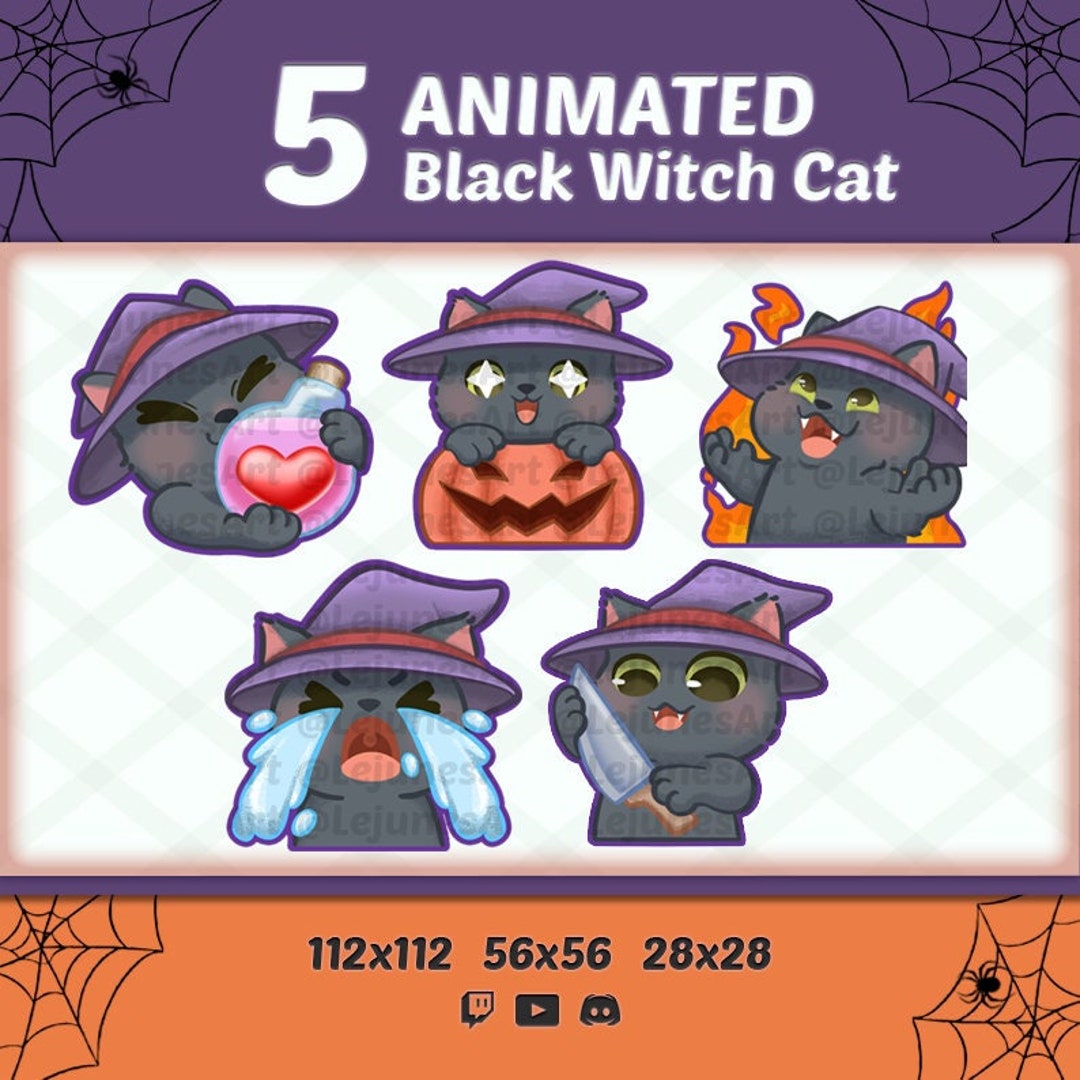 Animated Witch Cat Emotes: Twitch/discord/youtube (digital Download) - Etsy