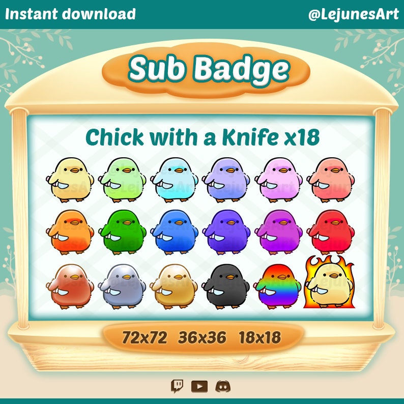 Chick Sub Badgege X18 / Sub Badges for Twitch Discord and | Etsy
