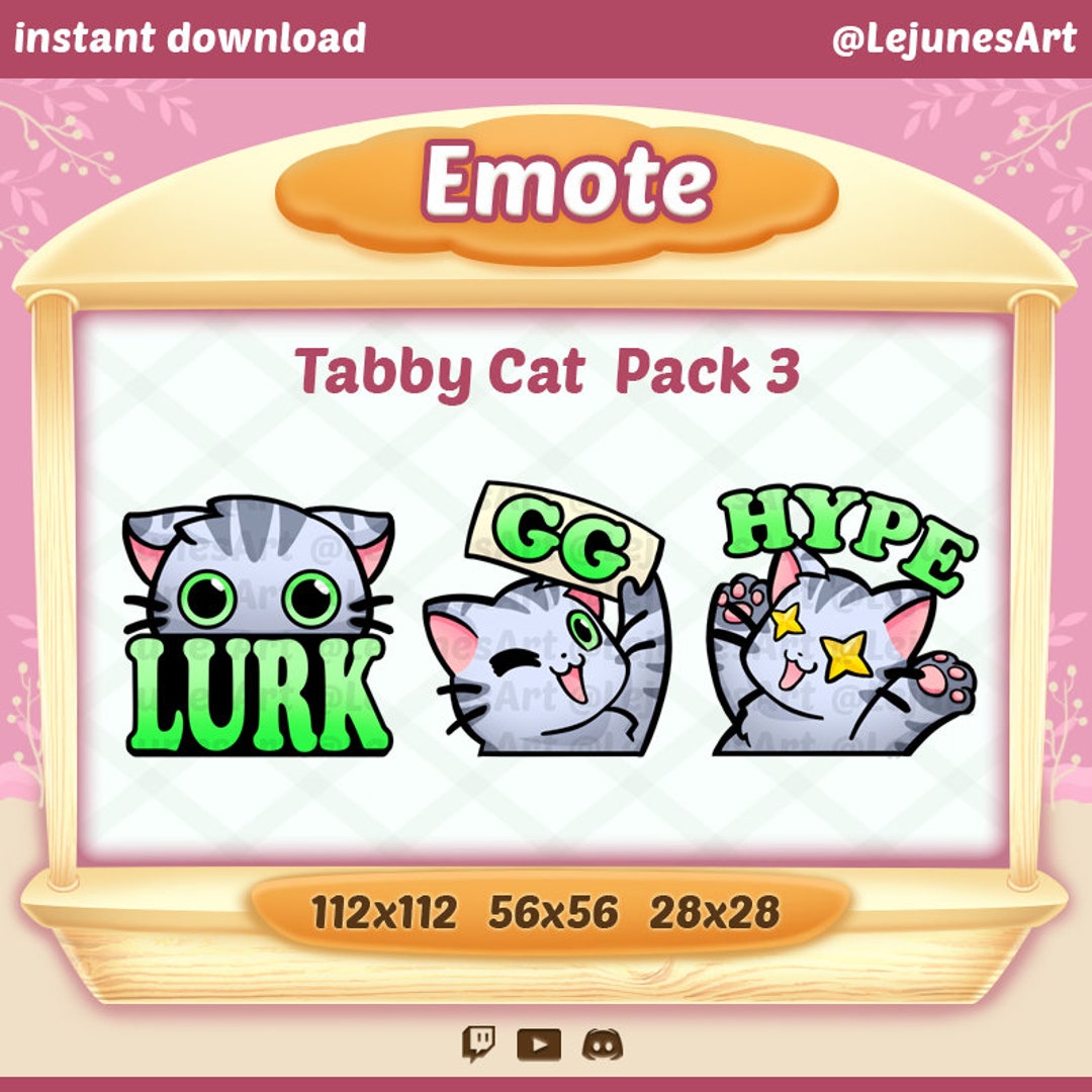Twitch Emote Cat / Tabby Cat Emote / Emoji / Emoticon / Cute Kitty ...