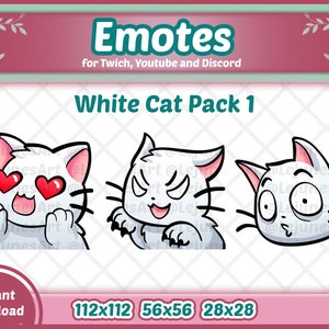 Twitch Emote Cat / White Cat Emote / Emoji / Emoticon / Cute | Etsy