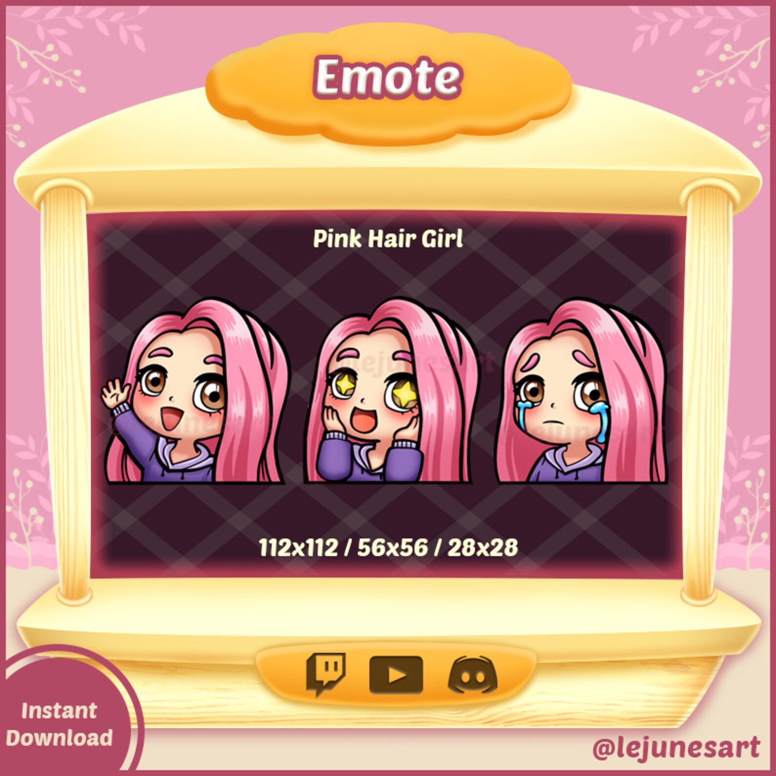 Chibi Girl Pink Hair Emote /twitch Emotes / Emote for Twitch - Etsy