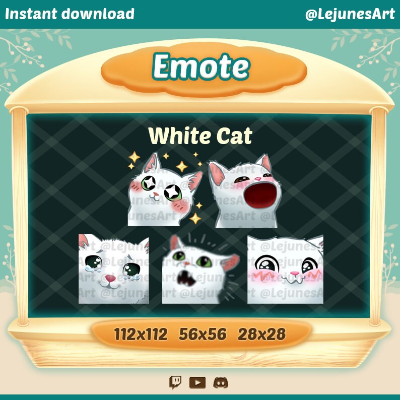 White Cat Emote Cat Meme Emote Kawaii Cute Kitty Animated GIF for ...