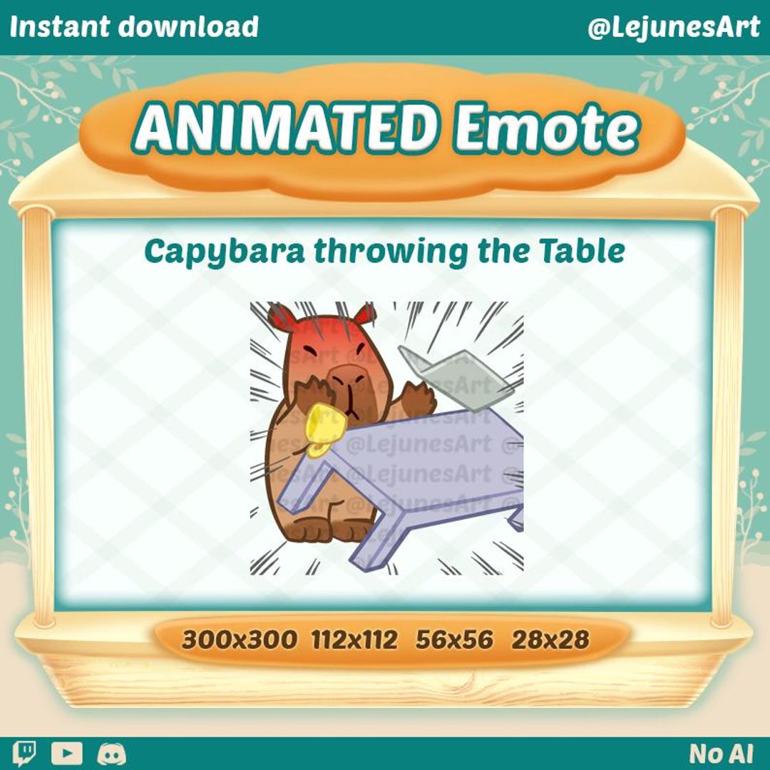 Capybara Throwing the Table Animated Emote: Twitch, Youtube, Discord ...