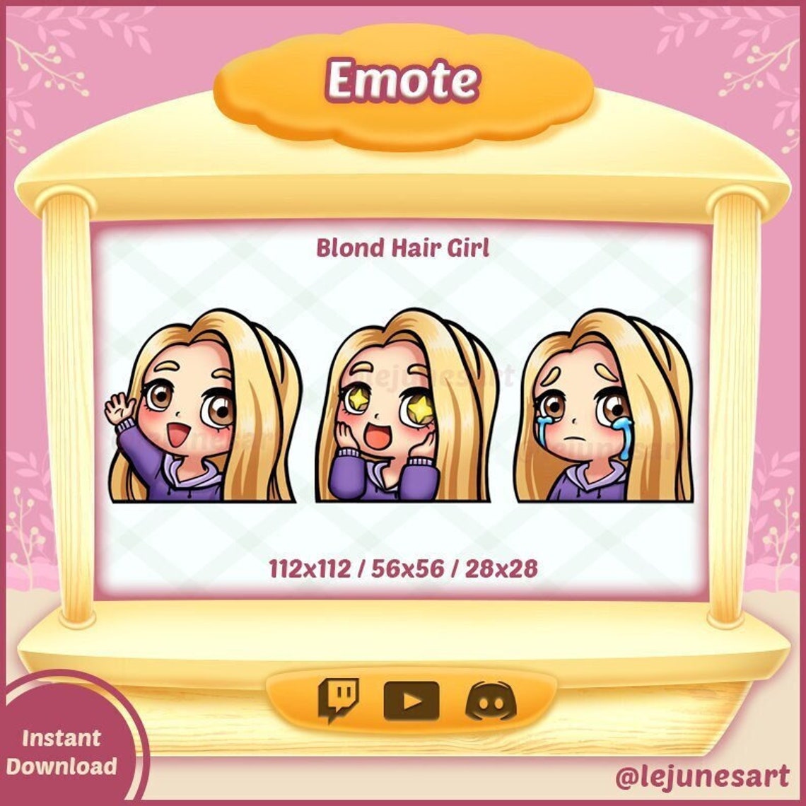 Chibi Girl Blond Hair Emote /twitch Emotes / Emote for Twitch - Etsy Canada