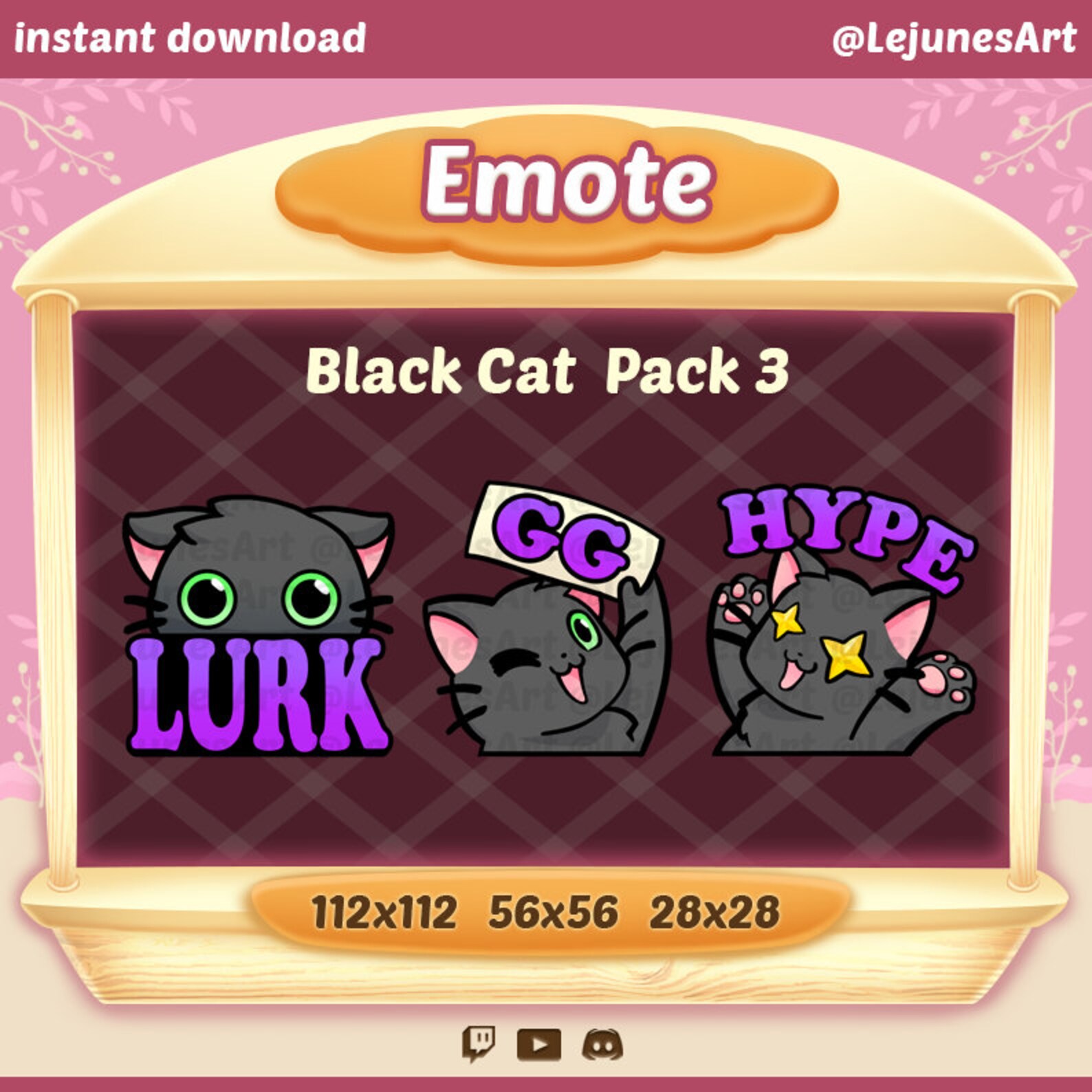 Twitch Emote Cat / Black Cat Emote / Emoji / Emoticon / Cute Kitty ...