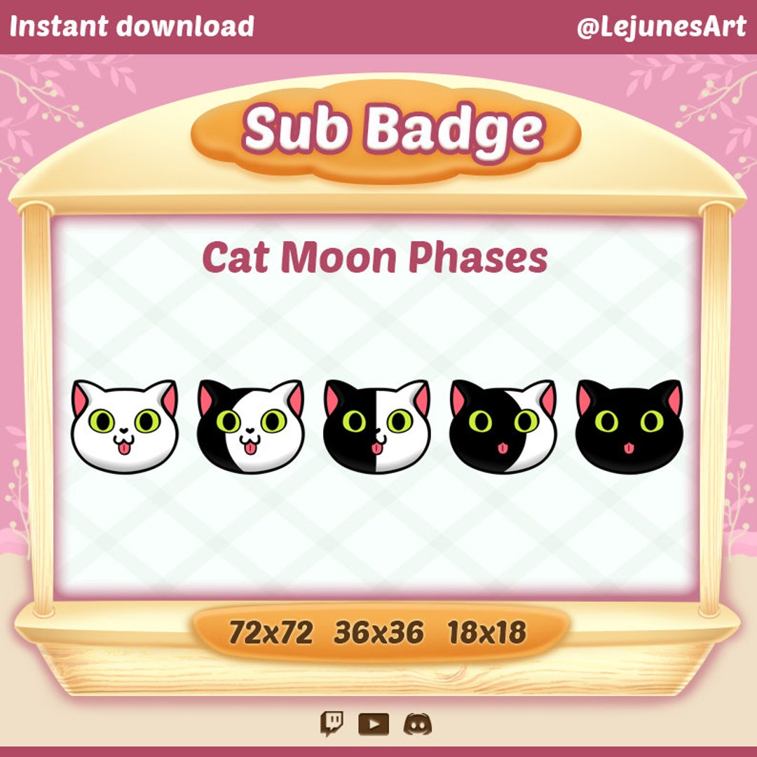 Moon Cat Sub Badges for Twitch, Discord and Youtube / Cat Bit Badges ...