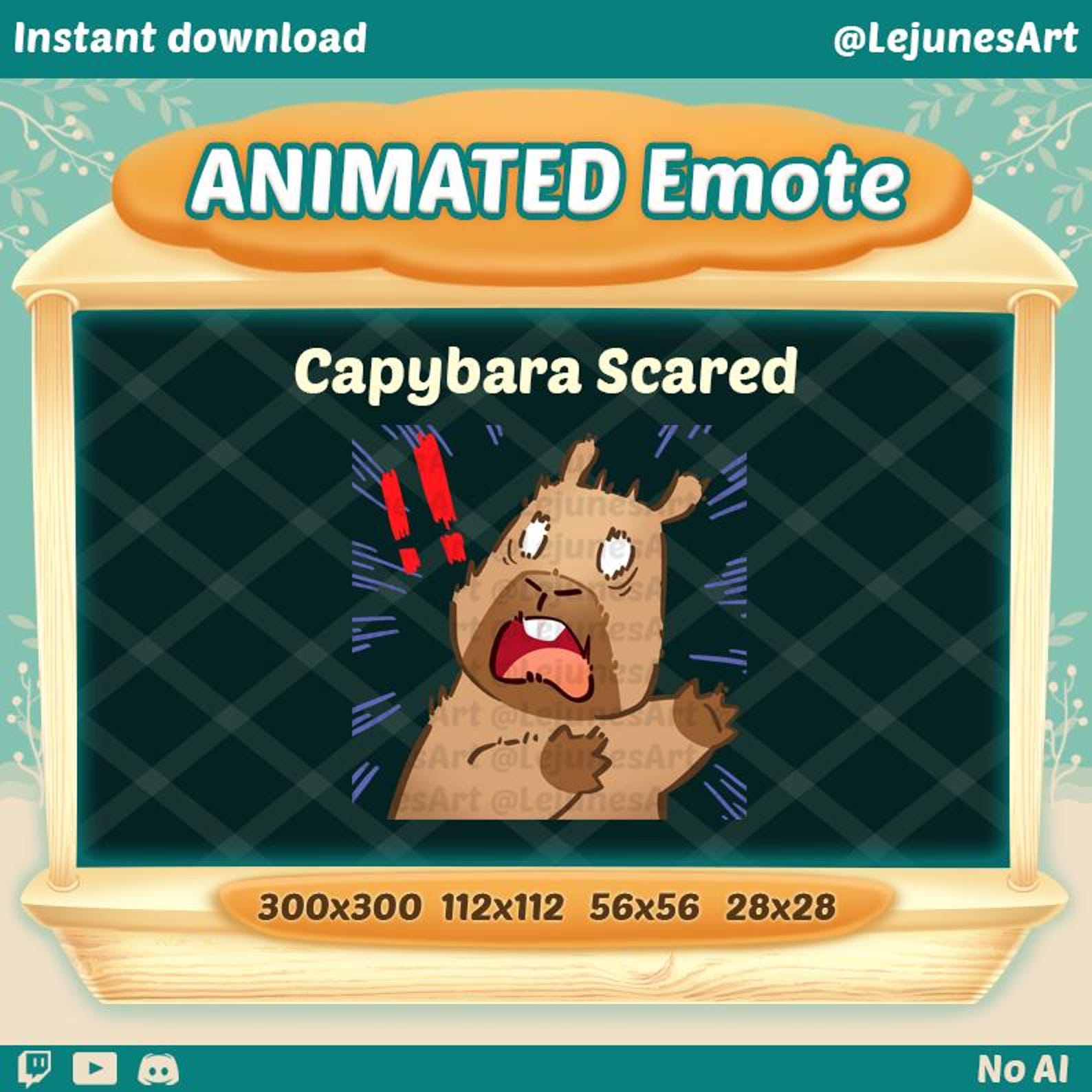 Capybara Scared Animated Emote: Twitch, Youtube, Discord (digital ...