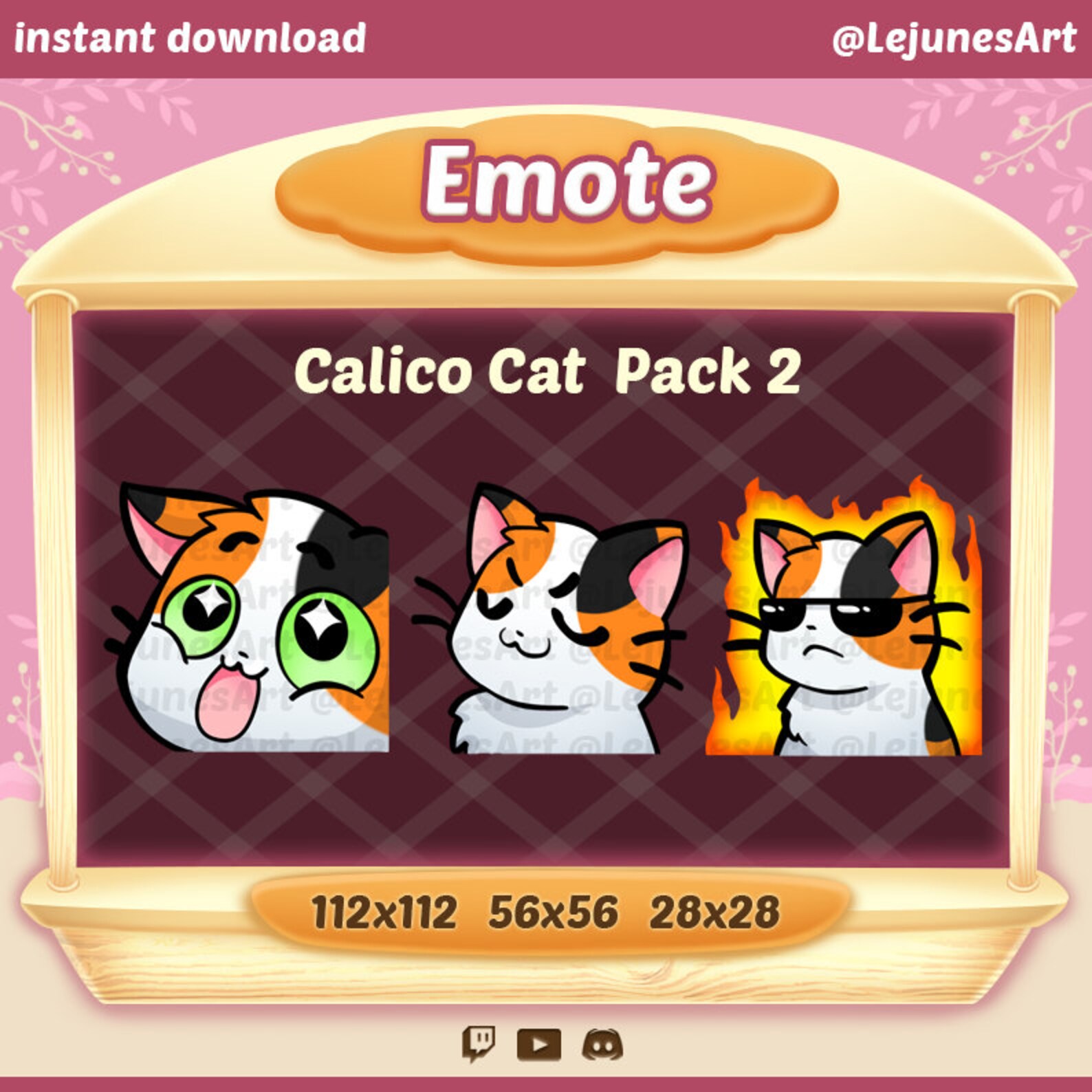Twitch Emote Cat / Calico Cat / Emoji / Emoticon / Cute Kitty / Kawaii ...