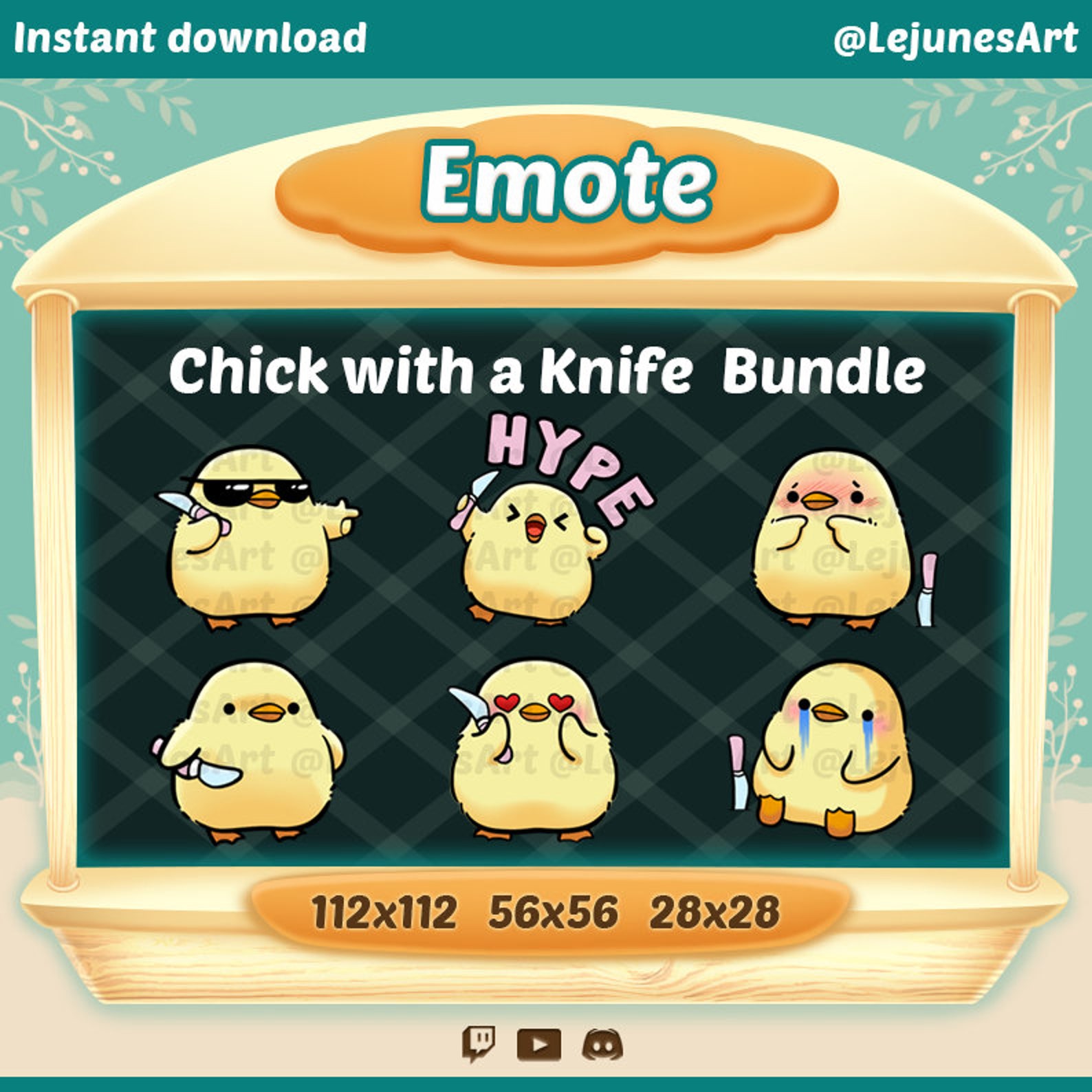 Chick Emote /Twitch emotes / Pato con un cuchillo / Meme Emote - Etsy ...
