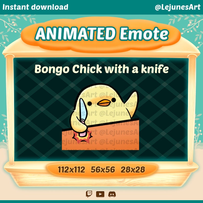 Animated Chick With Knife Emote: Twitch, Youtube, Discord (digital ...
