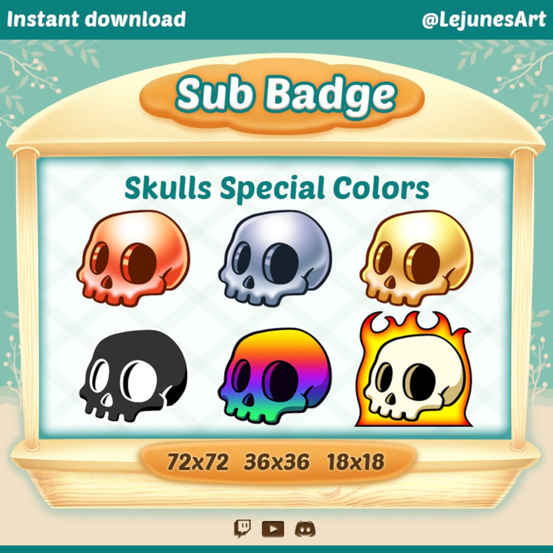 Skull Twitch Badge | Skull Subscriber Badges for Twitch Youtube and ...