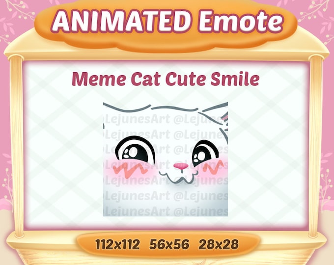Animated Emote Cute White Cat / Shaking Head Emote / Emote for Streamer ...