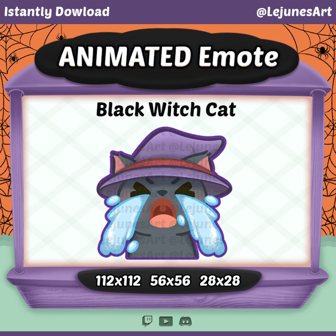 Animated Witch Cat Emote Halloween Twitch Emotes Youtube Emote Discord ...