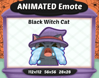 ANIMATED EMOTE Black Witch Cat for Twitch Discord Youtube Halloween ...