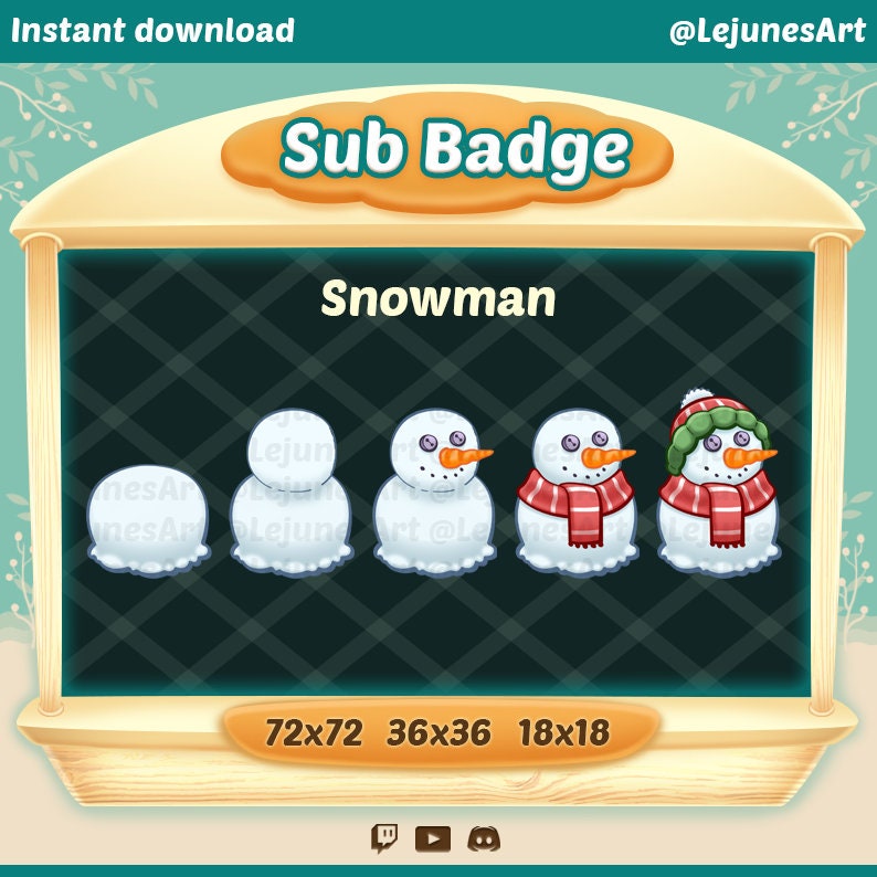 Sub Badges for Twitch, Discord and Youtube / Snowman Bit Badges ...