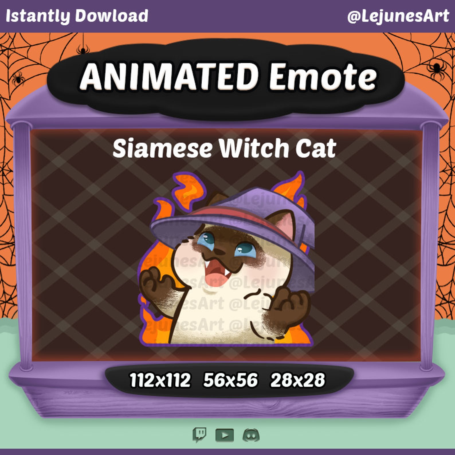 Siamese Cat Animated Emote | Animated Witch Cat Emote | Halloween ...