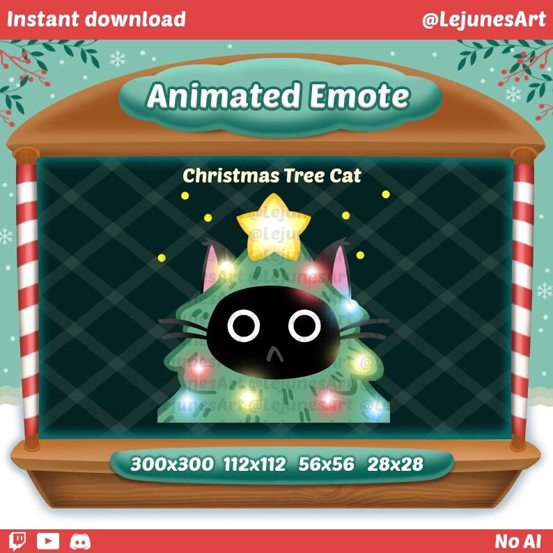 Cat Animated Emote for Twitch and Discord: Christmas Tree Emote ...